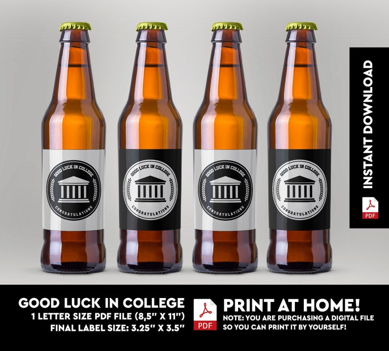 Good Luck in College Beer Labels: University Student Gift (PDF) - Etsy