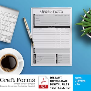 Craft Order Form, Order Form, Printable Order Form, Printable Invoice ...
