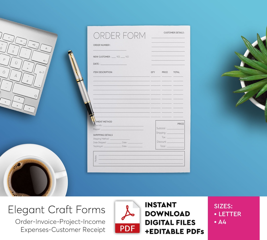 Elegant Craft Order Form, Order Form, Printable Order Form Invoice ...