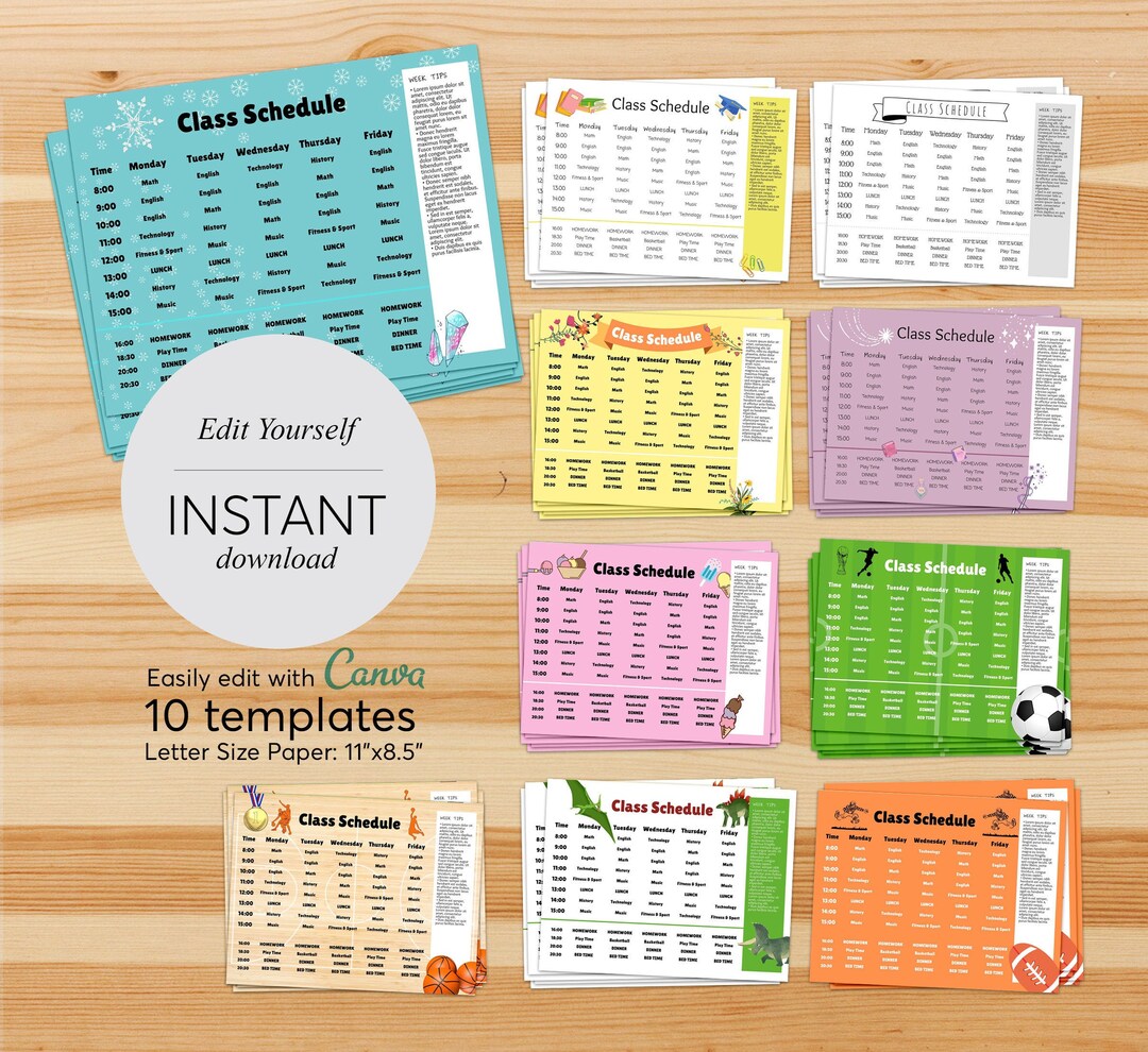 School Class Schedule Weekly Planner, School Weekly Planner, School ...