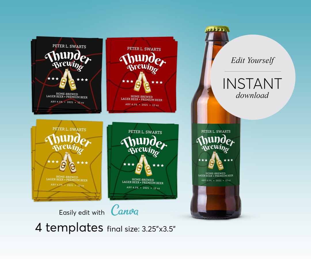 4 Personalised Editable Home Brew Labels,custom Home Brew,home Brew ...