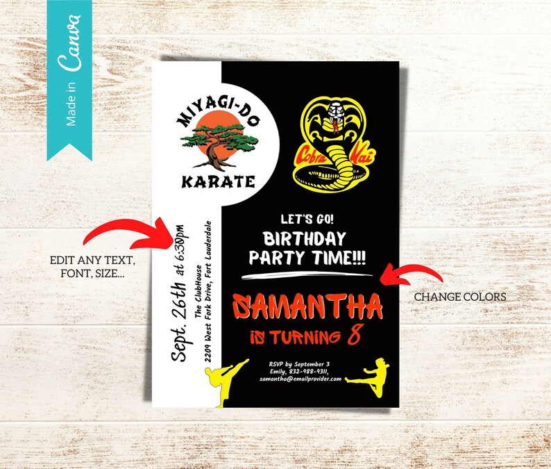 6 Happy Badass Birthday Cobra Kai Birthday Invitations Miyagi Do ...