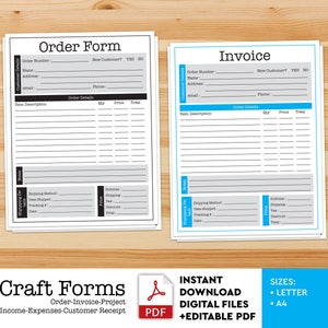 Craft Order Form, Order Form, Printable Order Form, Printable Invoice ...