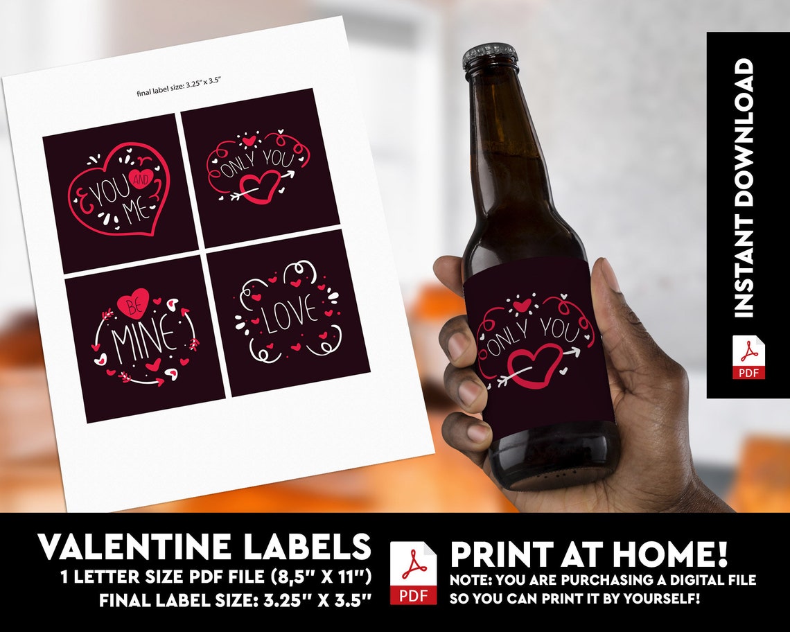 Valentine Beer Printable Labels, DIY Beer Labels, Beer Mine, Will You ...