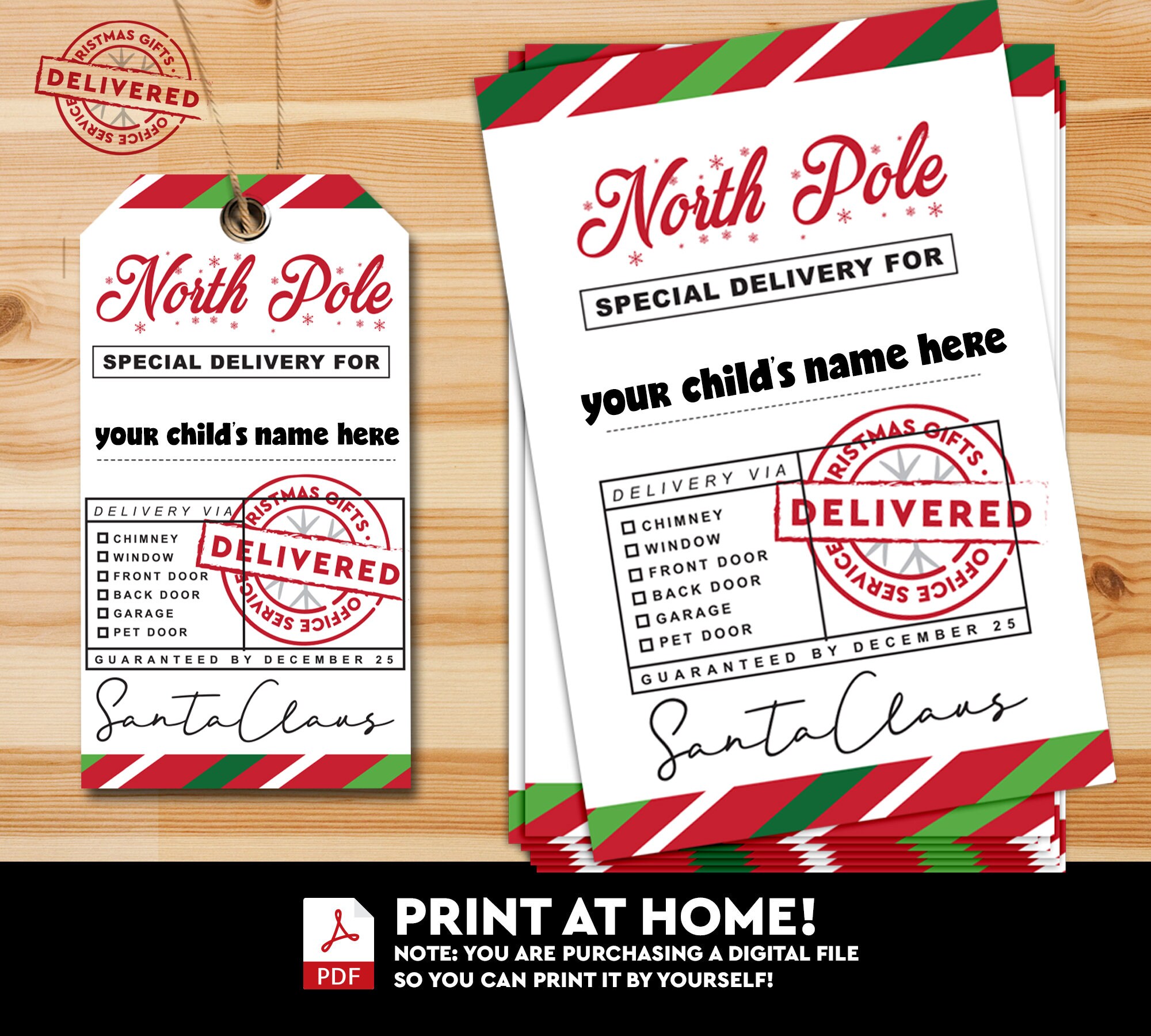 Printable Santa Gift Tags, Tag Template, Gift Tag From Santa, Christmas ...