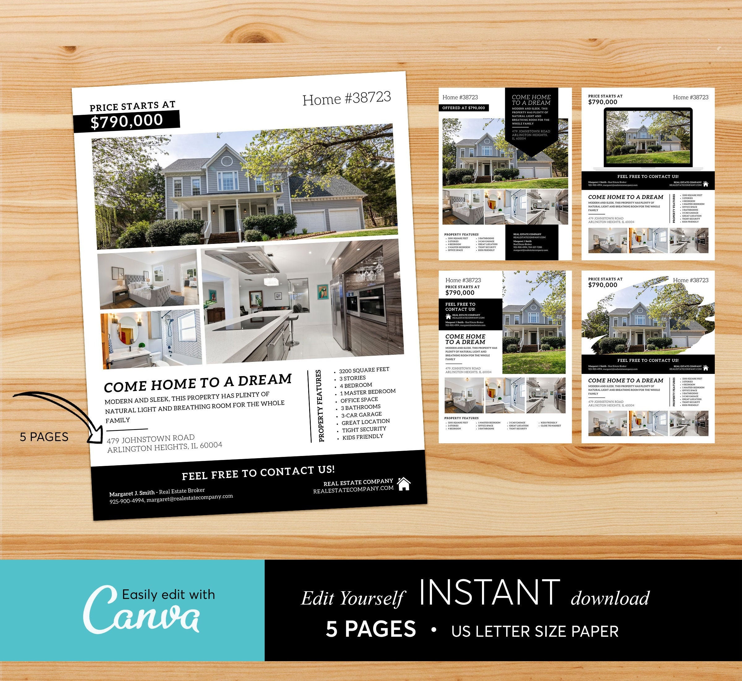 5 Pages Real Estate Home Feature Sheet Flyer Template,real Estate ...