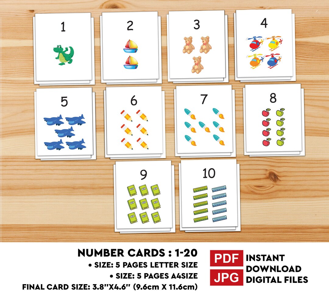 Number Flash Cards Number Flash Cards Number Learning Kindergarten ...