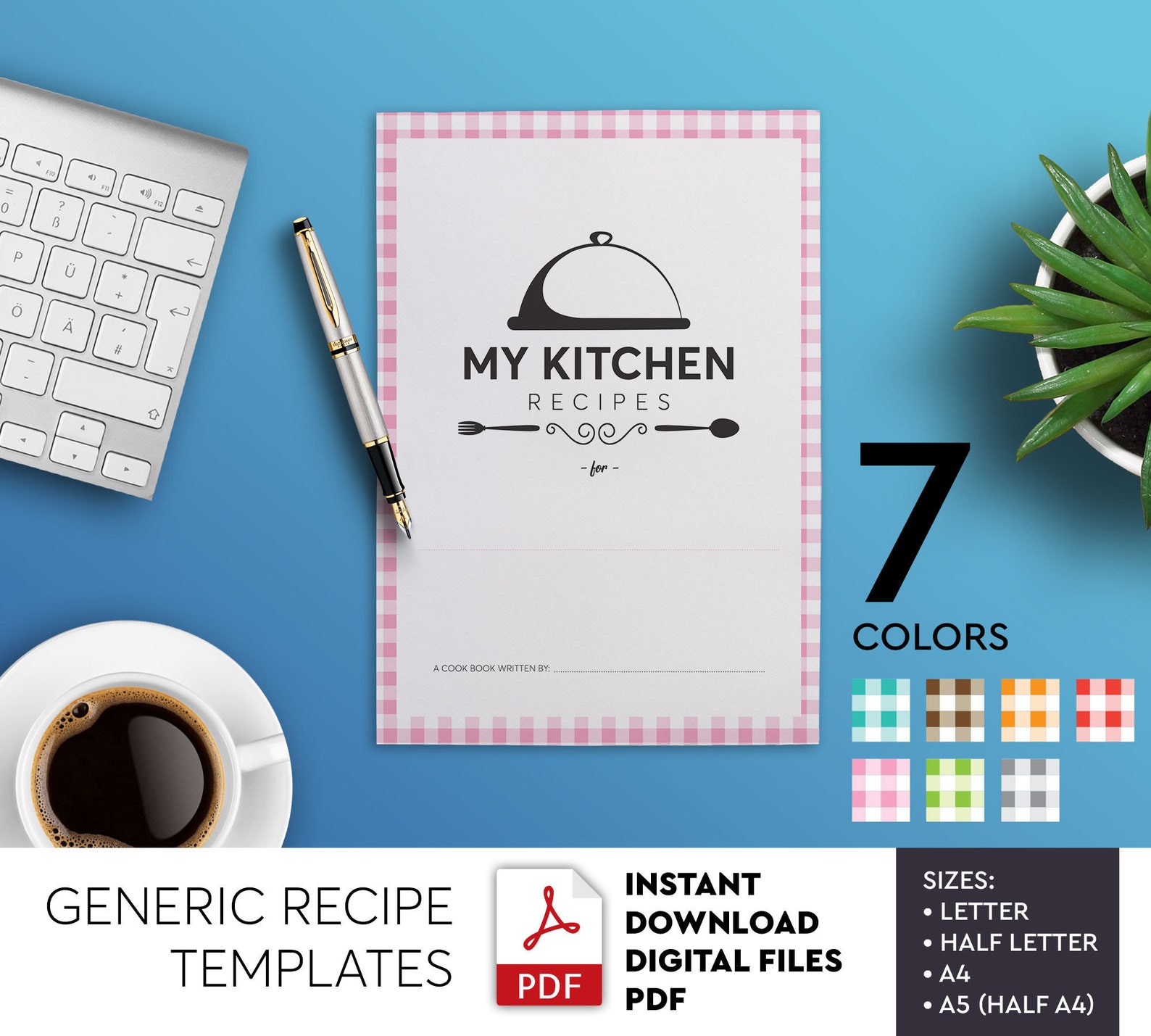 Recipe Book Template Cookbook 7 Colors My Recipes Card - Etsy