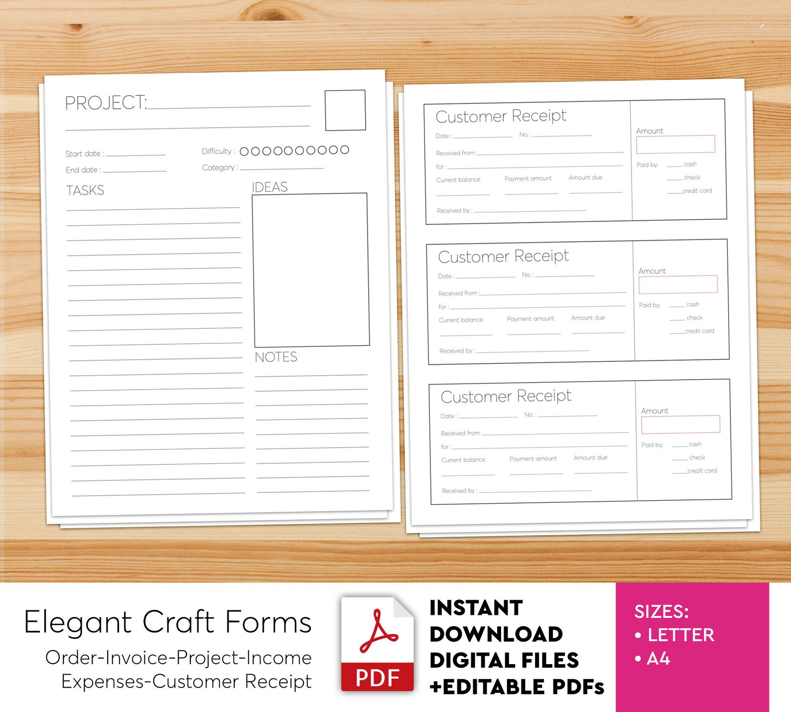 Elegant Craft Order Form, Order Form, Printable Order Form Invoice ...