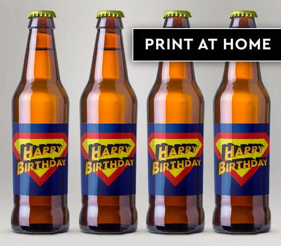 Brewing Food & Fermenting Happy Birthday Beer Label Superman Birthday ...