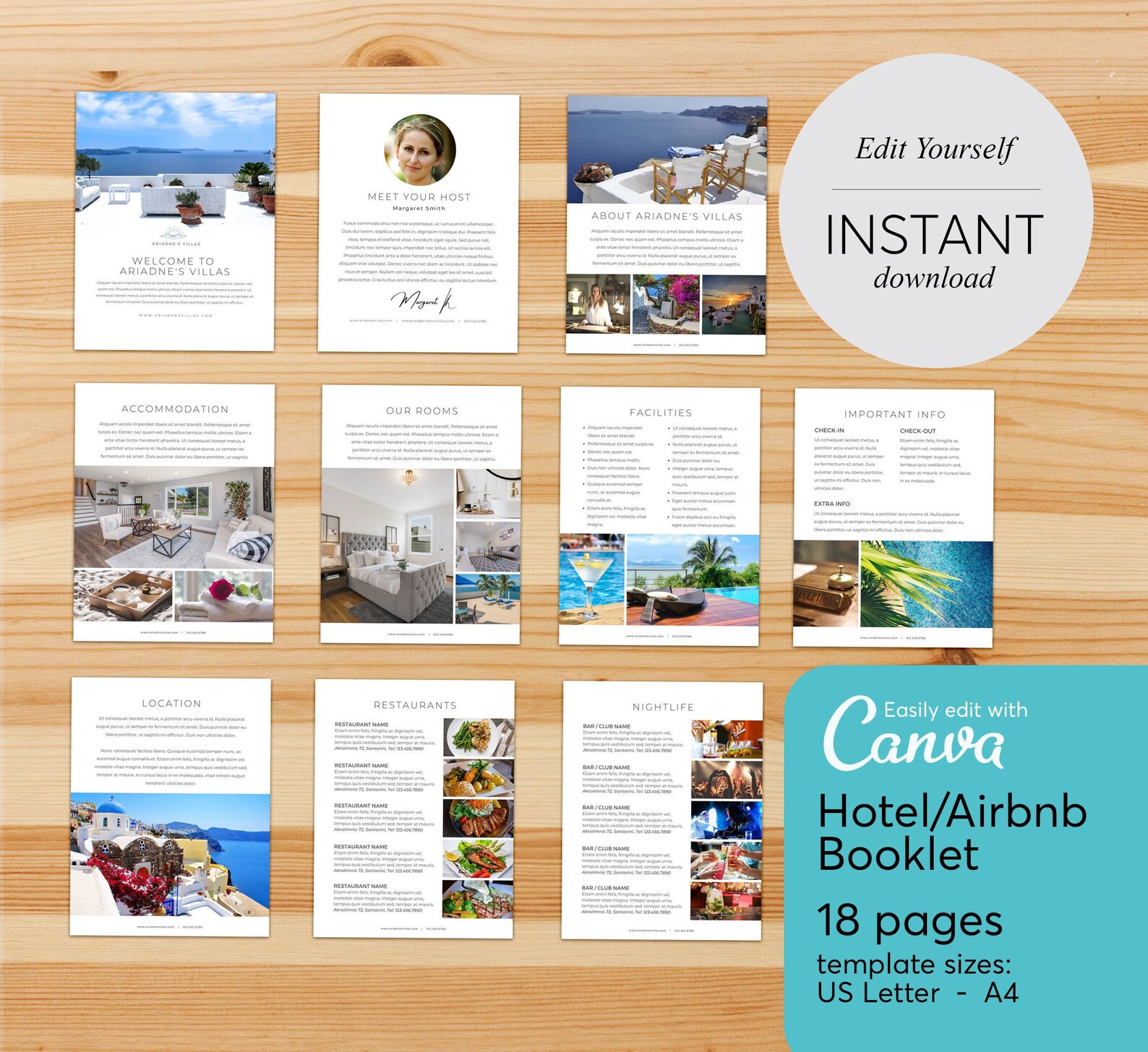 18 Pages Airbnb, Hotel, Host Guide, Welcome Book, Home Rental Guidebook ...