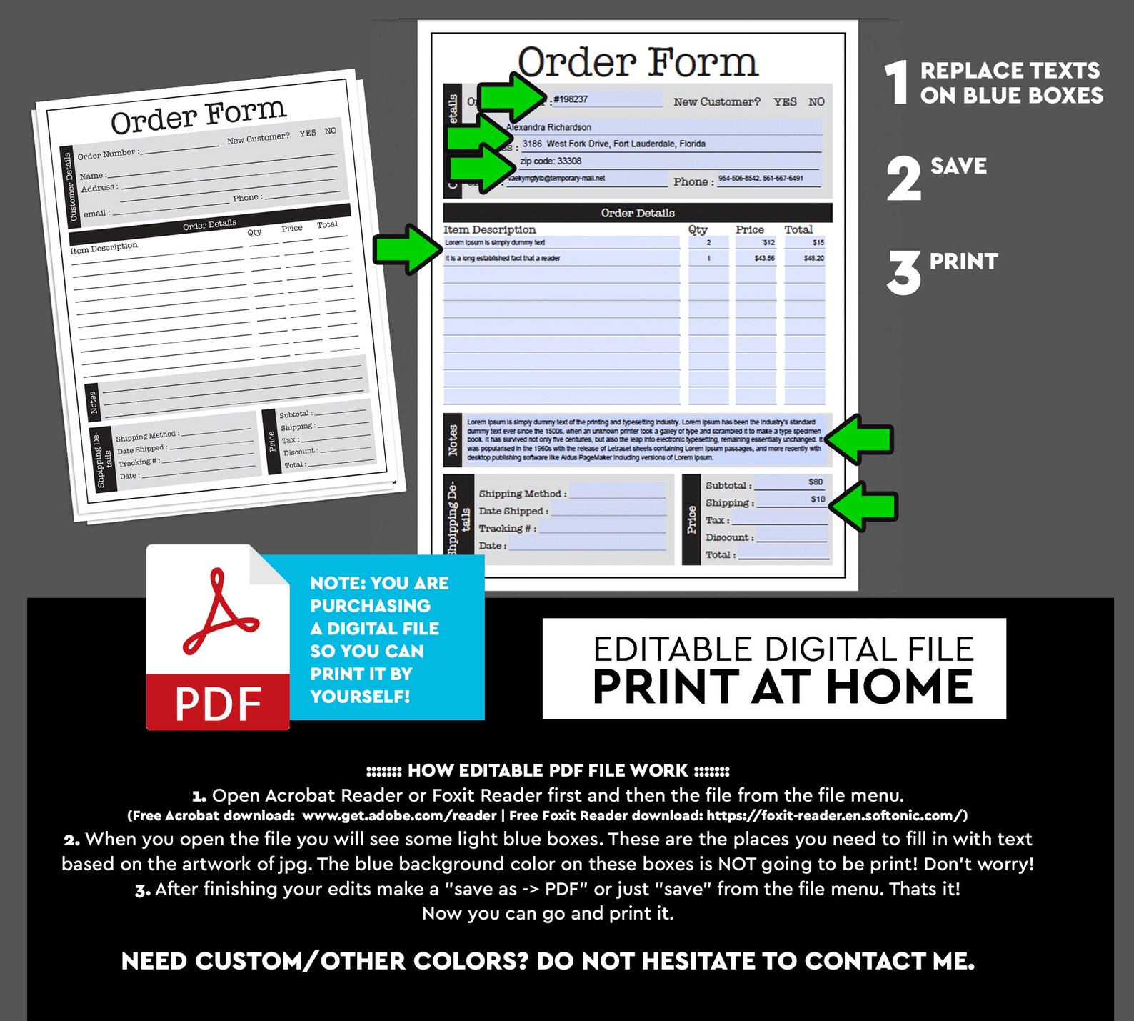 Craft Order Form Order Form Printable Order Form Printable - Etsy