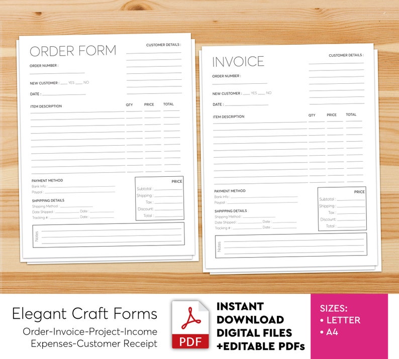 Elegant Craft Order Form, Order Form, Printable Order Form Invoice ...