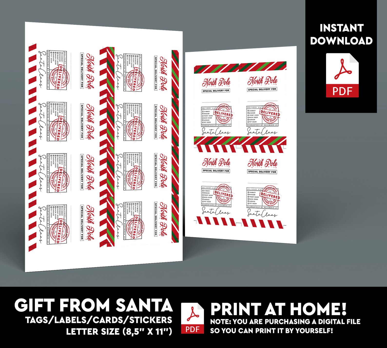 Printable Santa Gift Tags, Tag Template, Gift Tag From Santa, Christmas ...