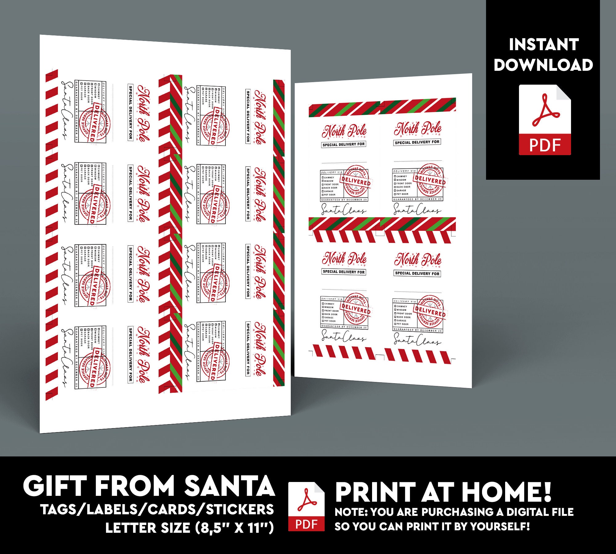 Printable Santa Gift Tags, Tag Template, Gift Tag From Santa, Christmas ...