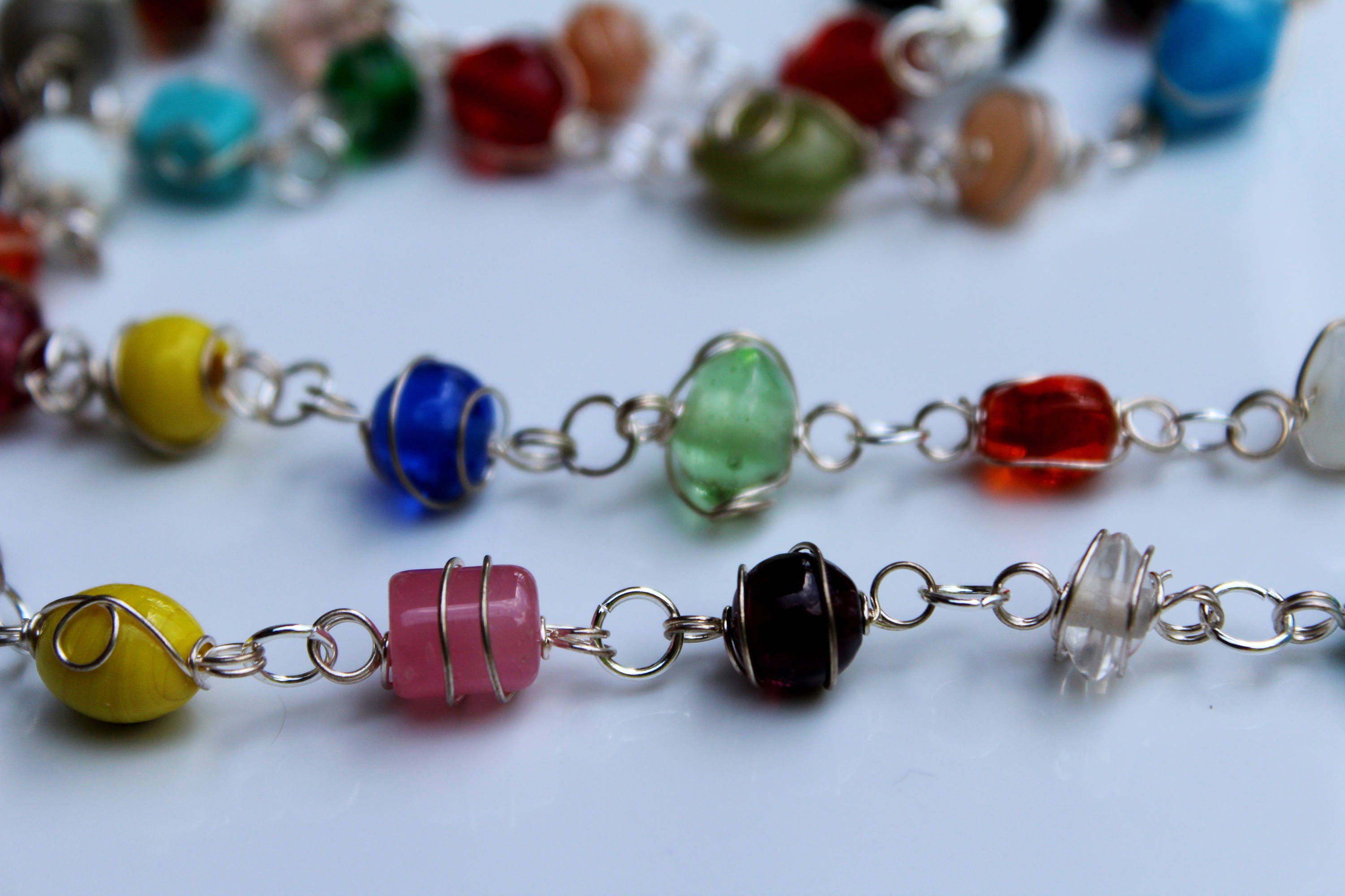 Eyeglass Chain, Colorful Wire Wrapped Glass Necklace, Unique Chain for ...