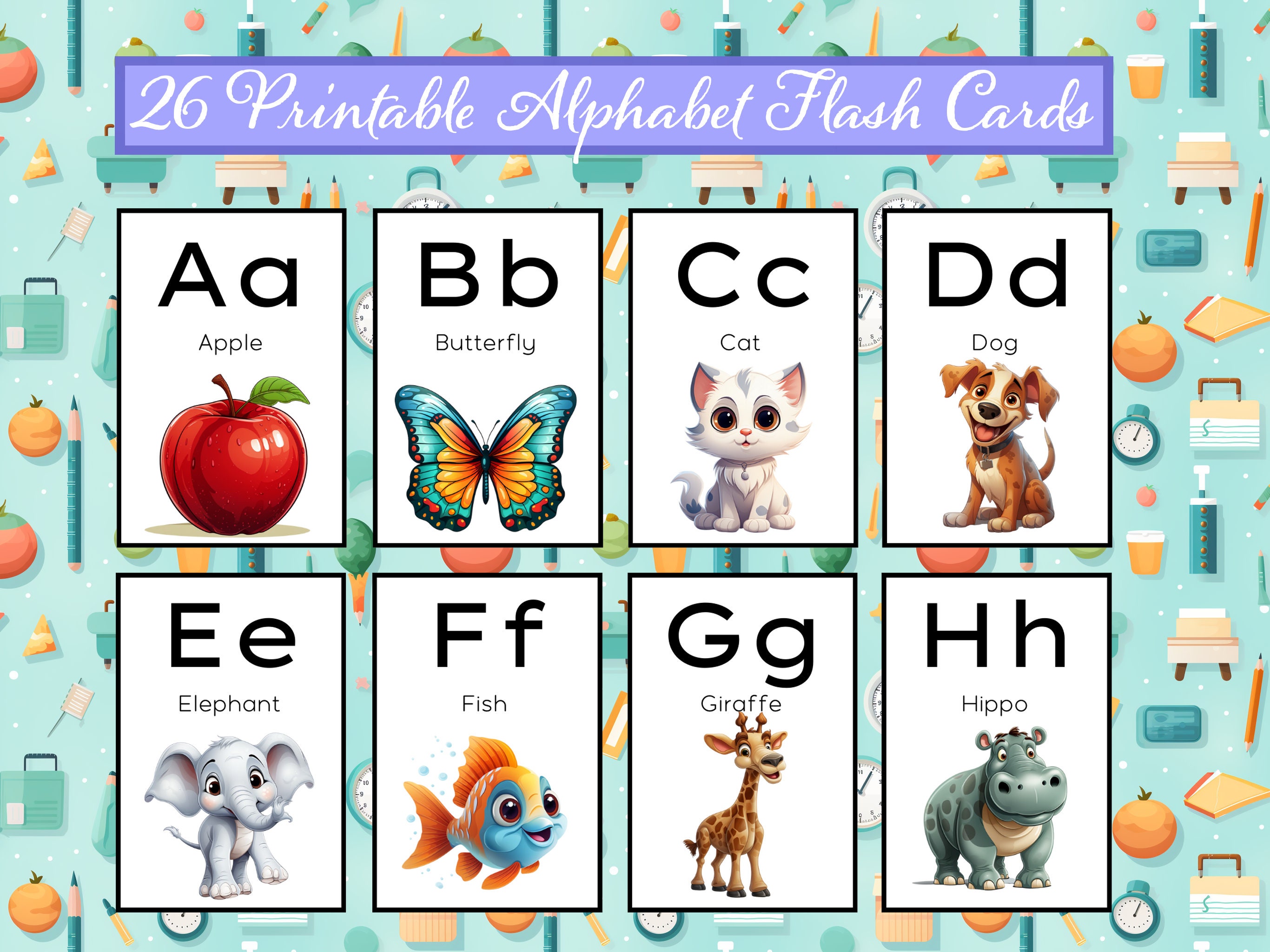 Printable Alphabet Flash Cards - Educational ABC Learning Cards ...