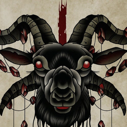 Baphomet Goat Neo-traditional Tattoo Flash Old School Art - Etsy
