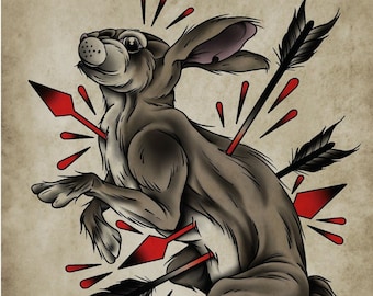Neo Traditional Tattoo Rabbit