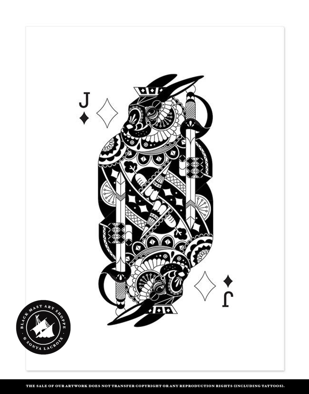 Jack of Diamonds Face Card Set Playing Cards Black and - Etsy