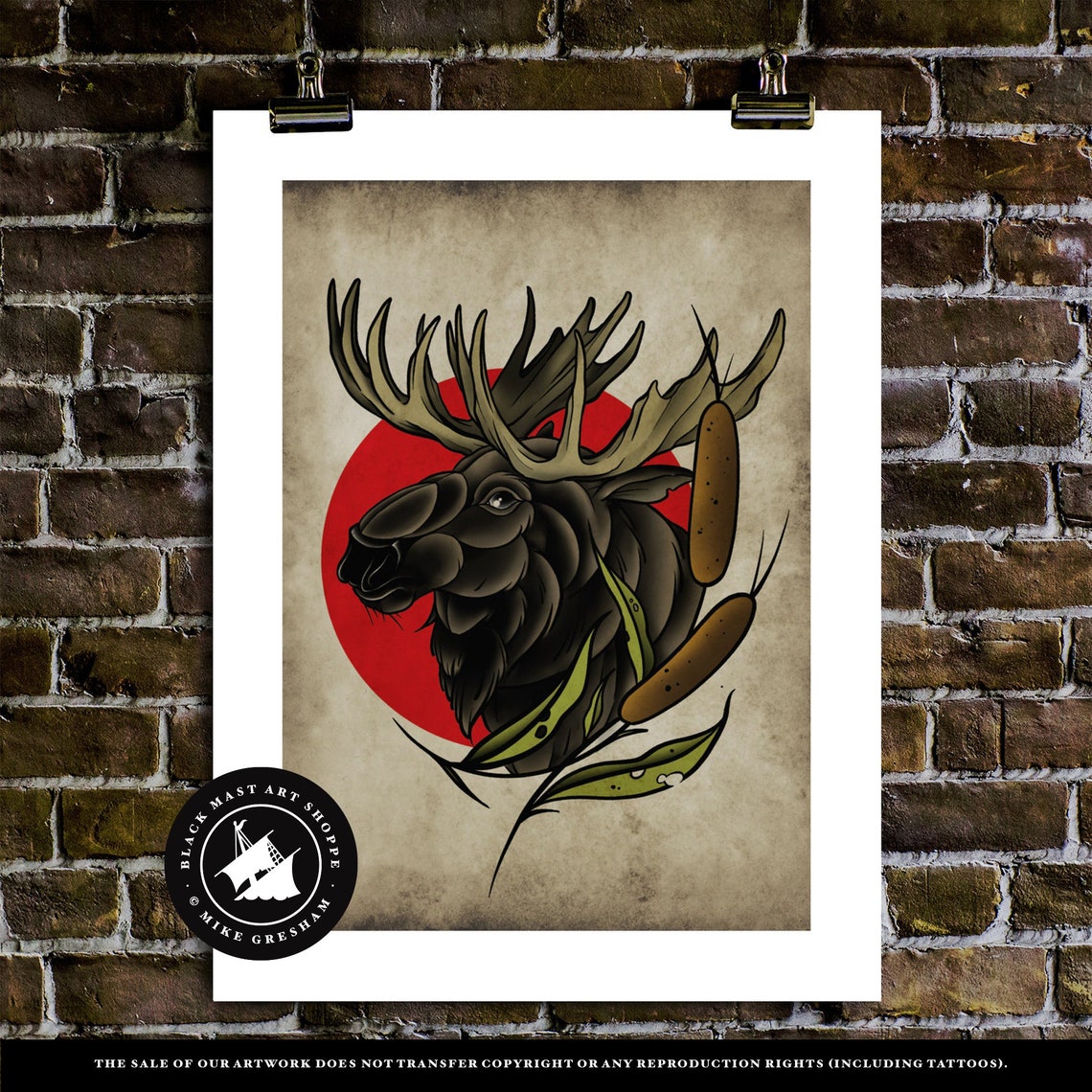 Moose on the Loose, Outdoors, Camping, Neo-traditional Tattoo Flash ...