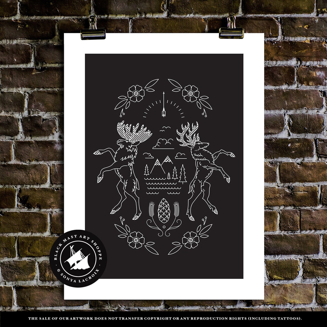 Moose & Stag Crest the Great White North Series - Etsy