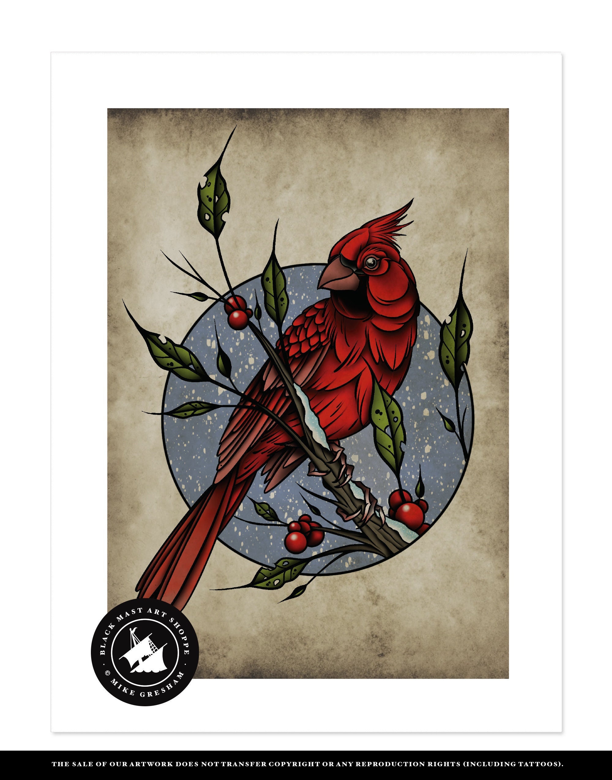 Traditional Cardinal Tattoo