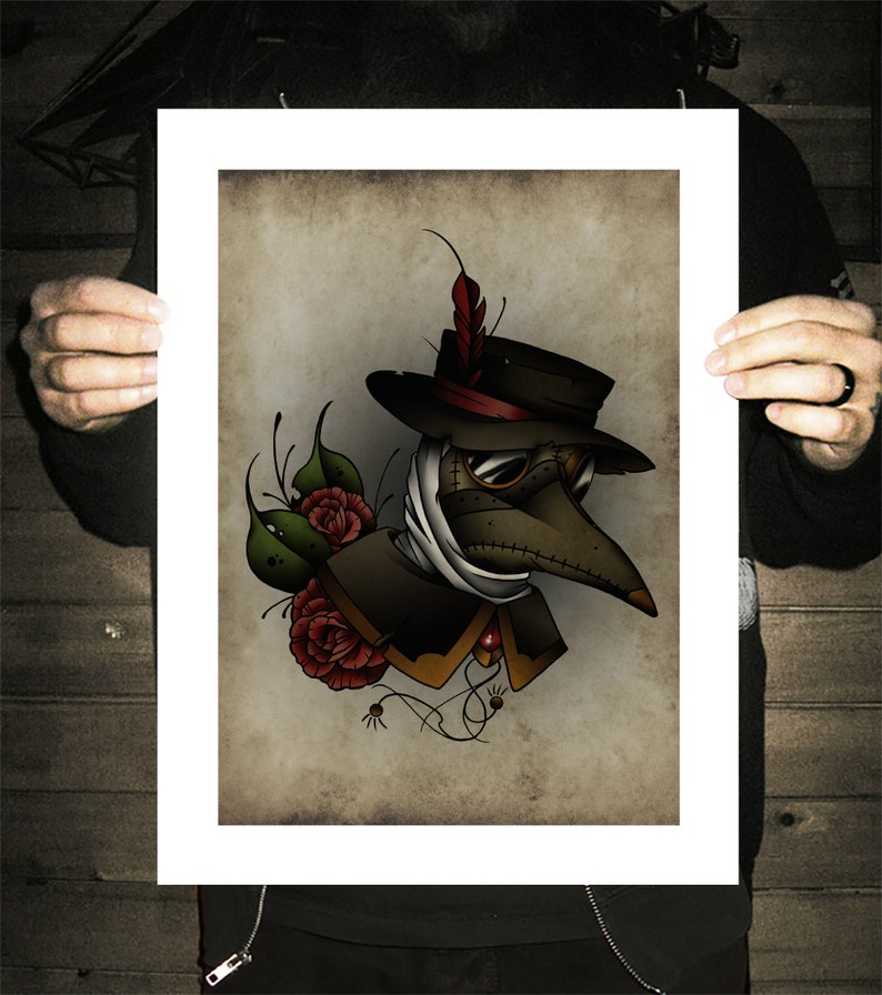 The Doctor is In Plague Doctor Neo-traditional Tattoo Flash - Etsy