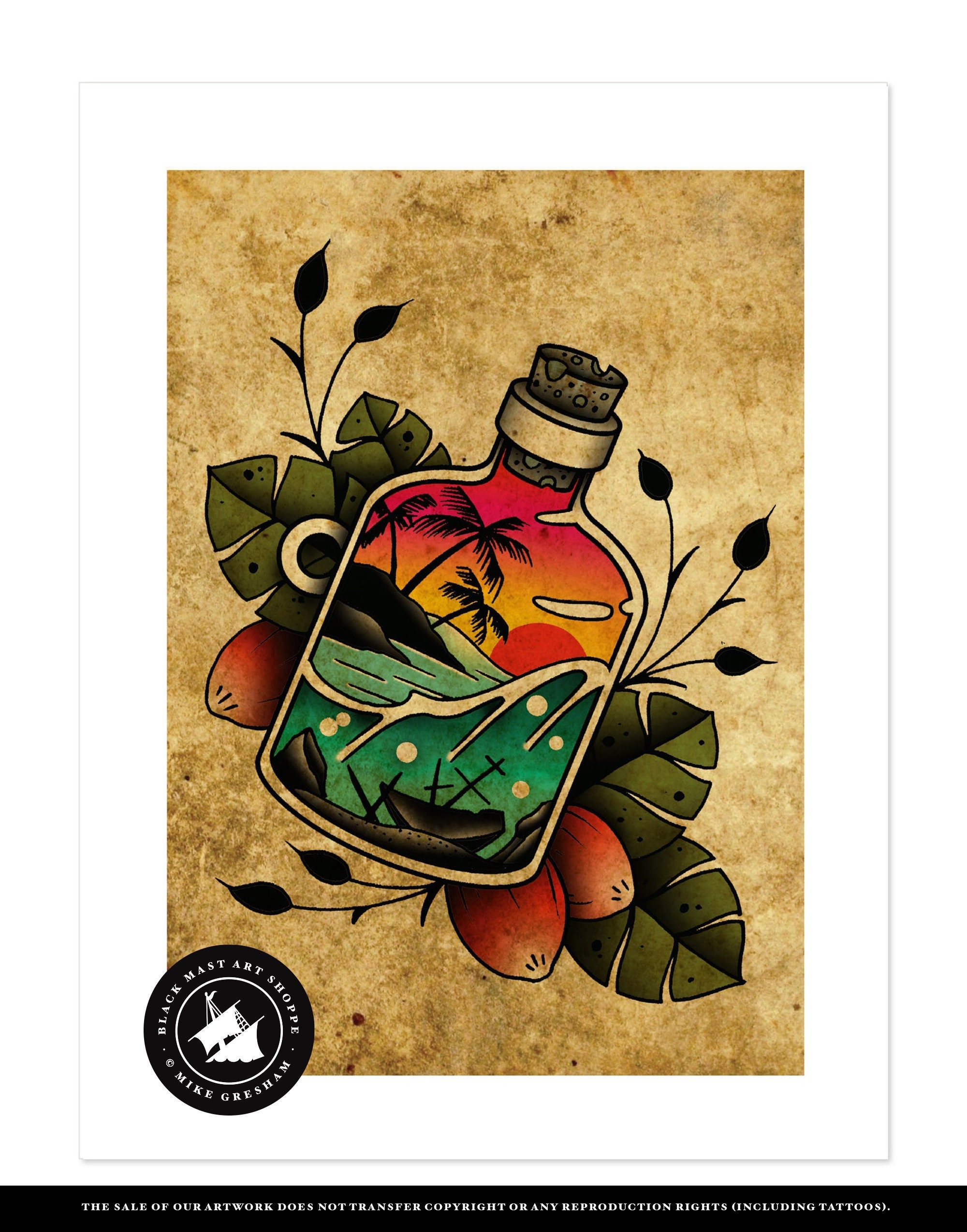 Rum Yum Yum Nautical Tropical Neo-traditional Tattoo Flash - Etsy Canada