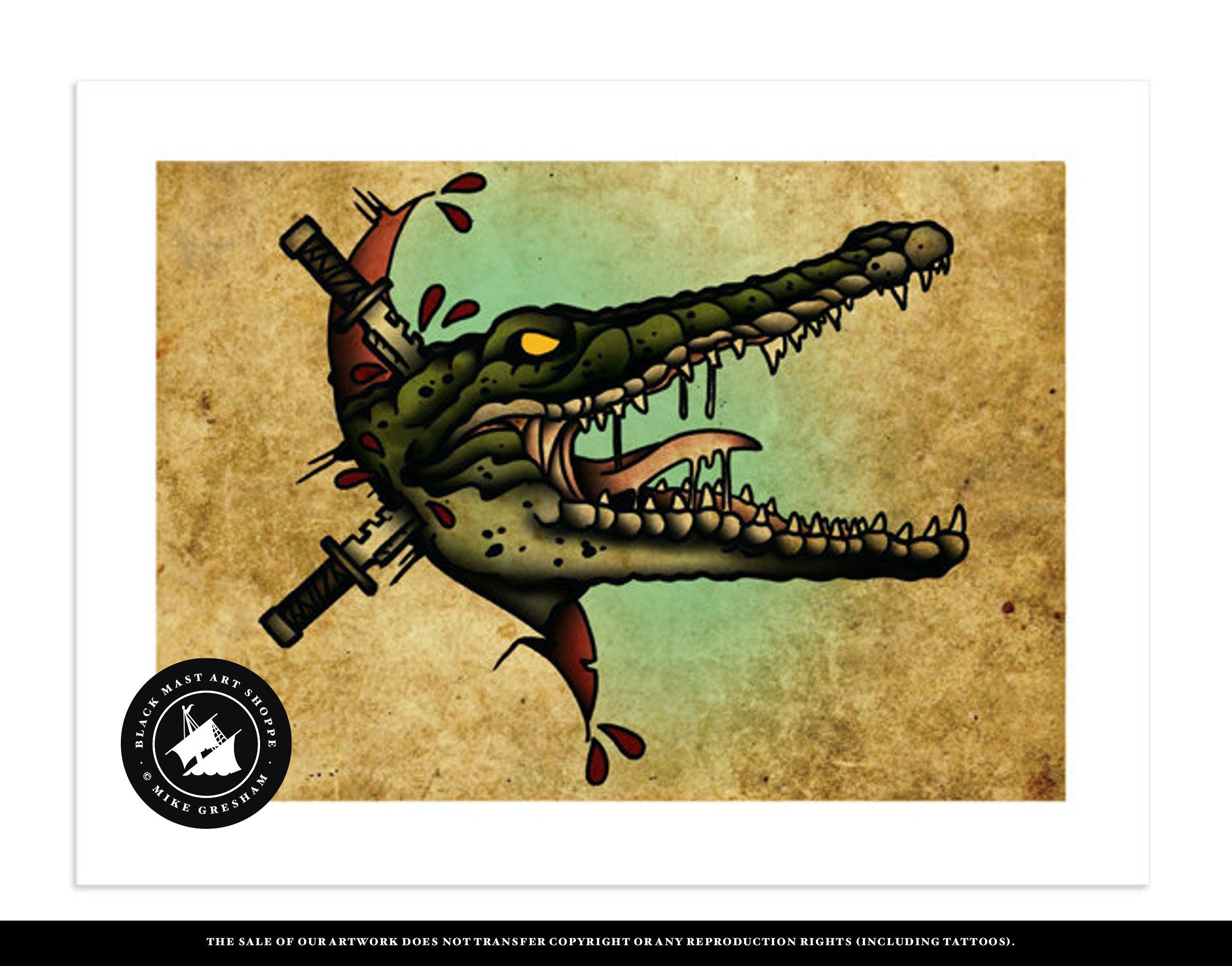 Traditional Alligator Tattoo