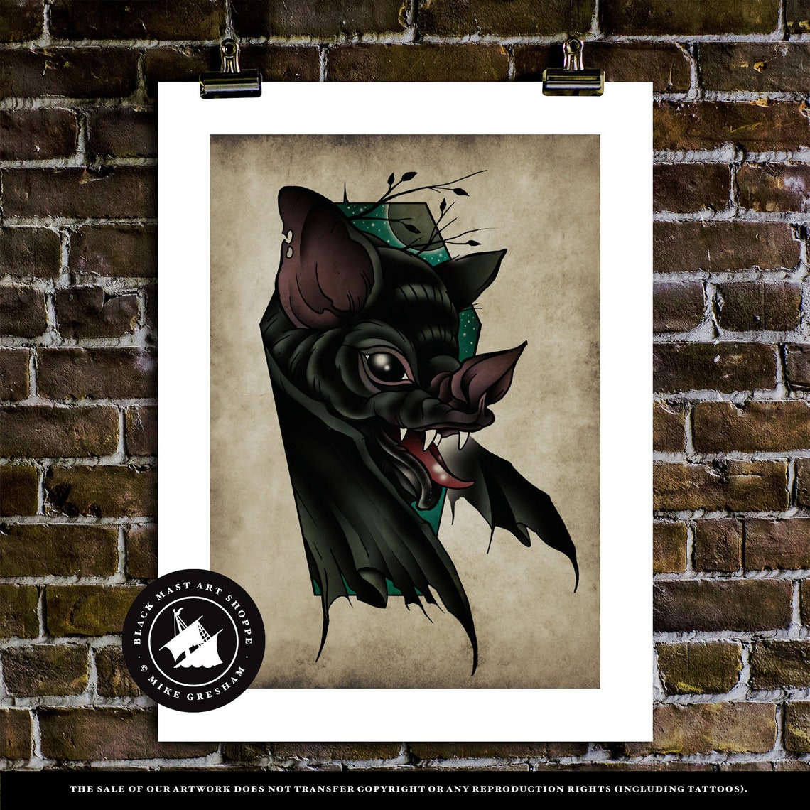 Bat Coffin Neo-traditional Tattoo Flash Old School Art - Etsy