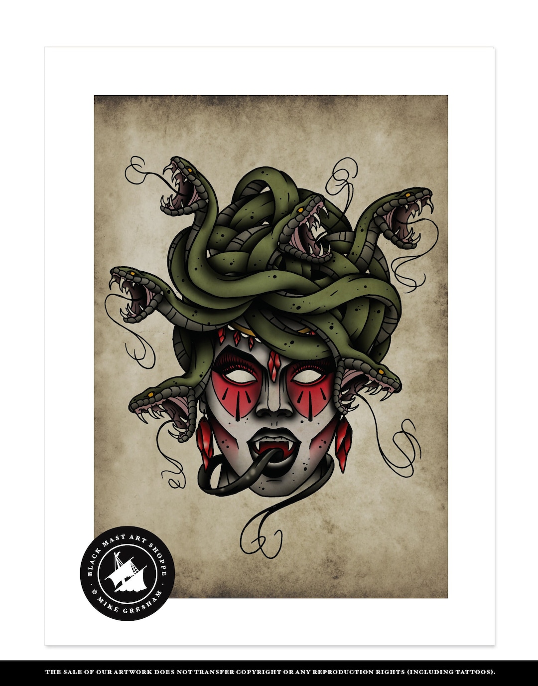 Neo Traditional Medusa Tattoo