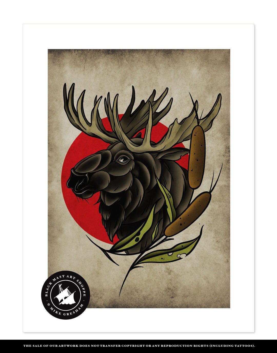 Moose on the Loose, Outdoors, Camping, Neo-traditional Tattoo Flash ...