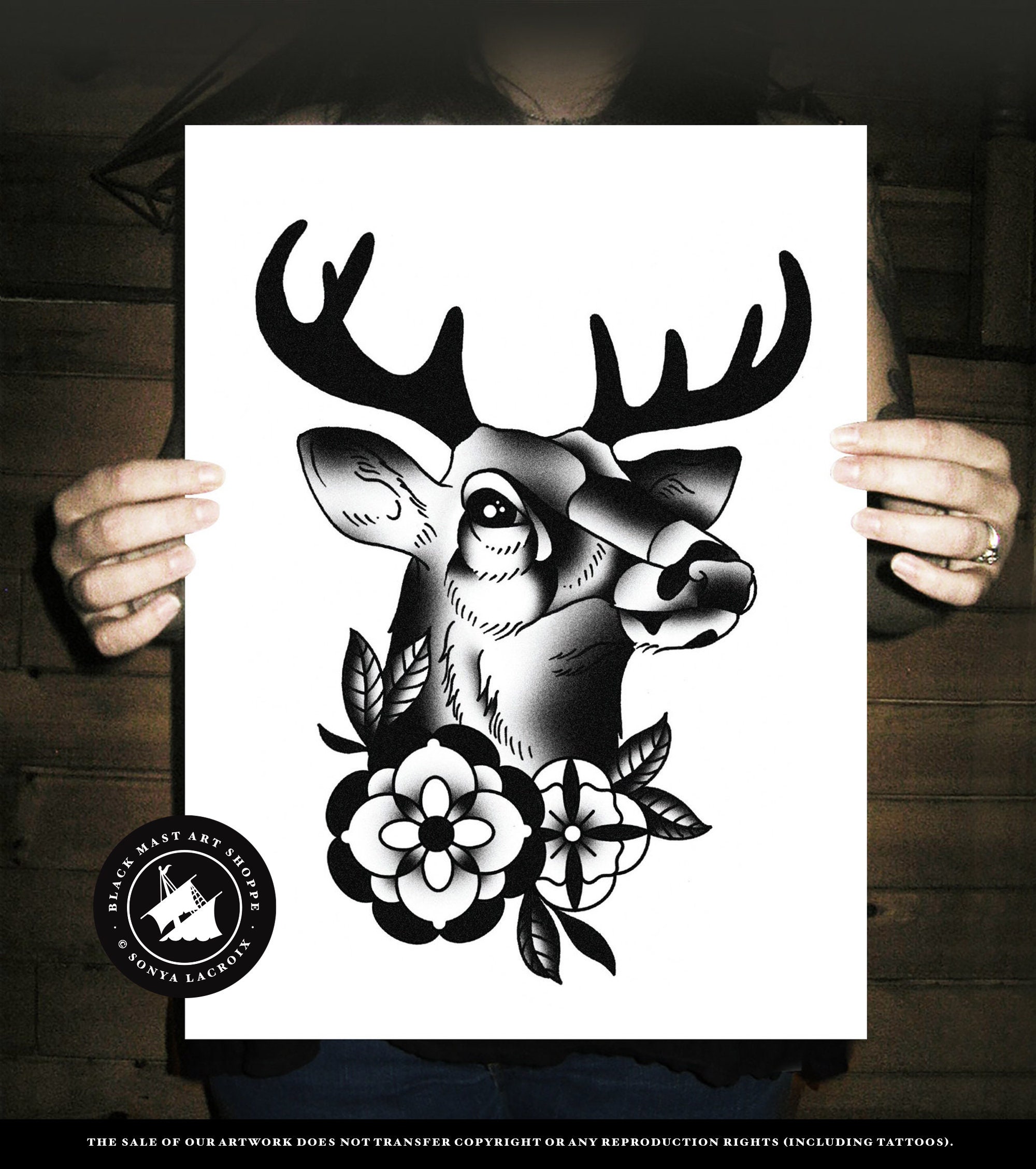 Traditional Stag Head Tattoo
