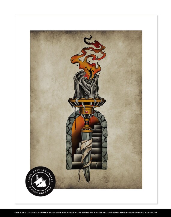 Neo Traditional Candle Tattoo