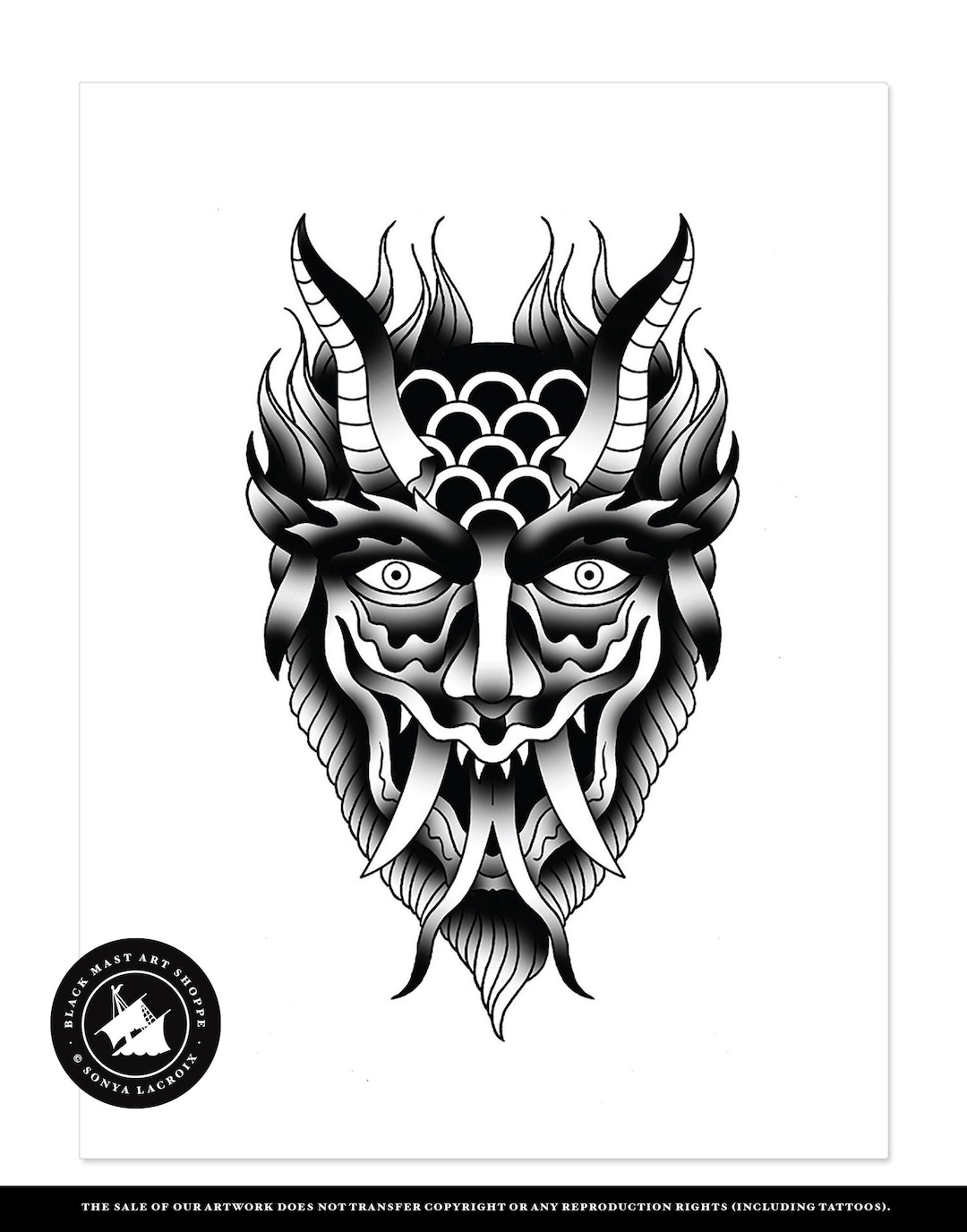 Devil, Traditional Tattoo Flash, Old School, Art Print 12x16 - Etsy