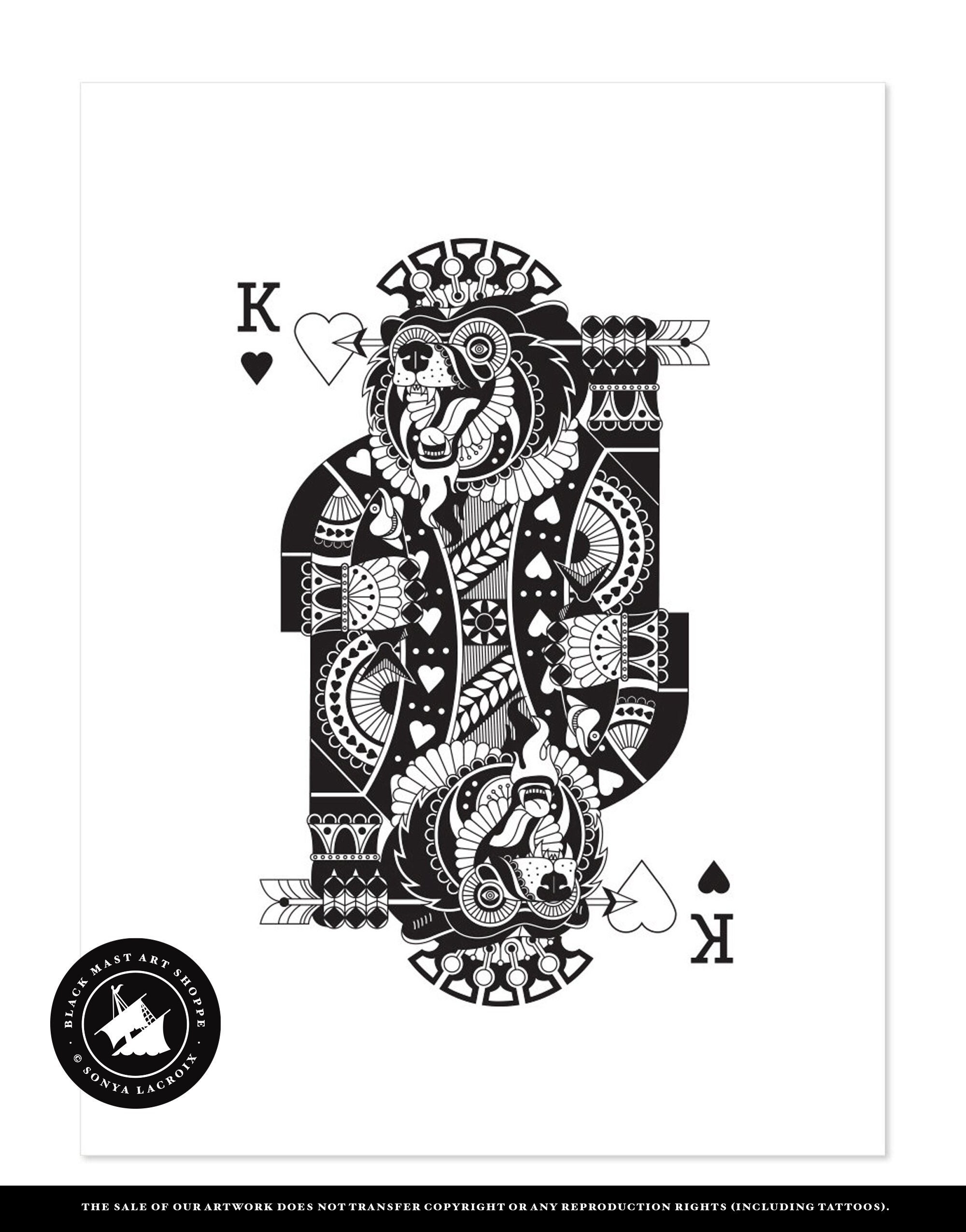King of Hearts Face Card Set Naipes Blanco y Negro - Etsy México