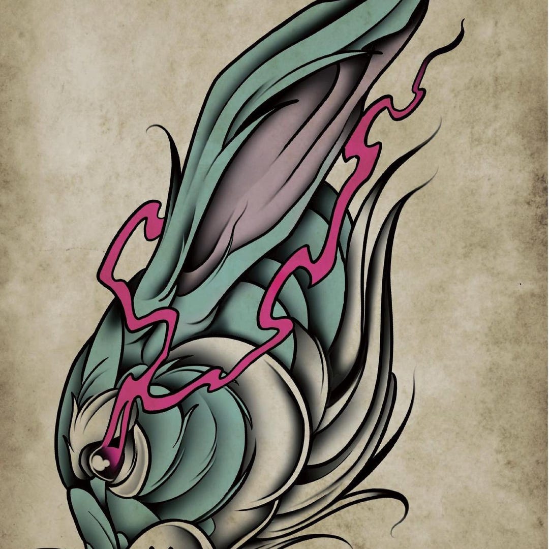 Bunny, Rabbit, Neo-traditional Tattoo Flash, Old School, Art Print ...