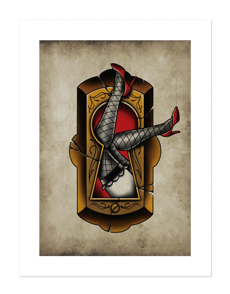 Lookie Loo Lady Legs Keyhole Neo-traditional Tattoo Flash | Etsy