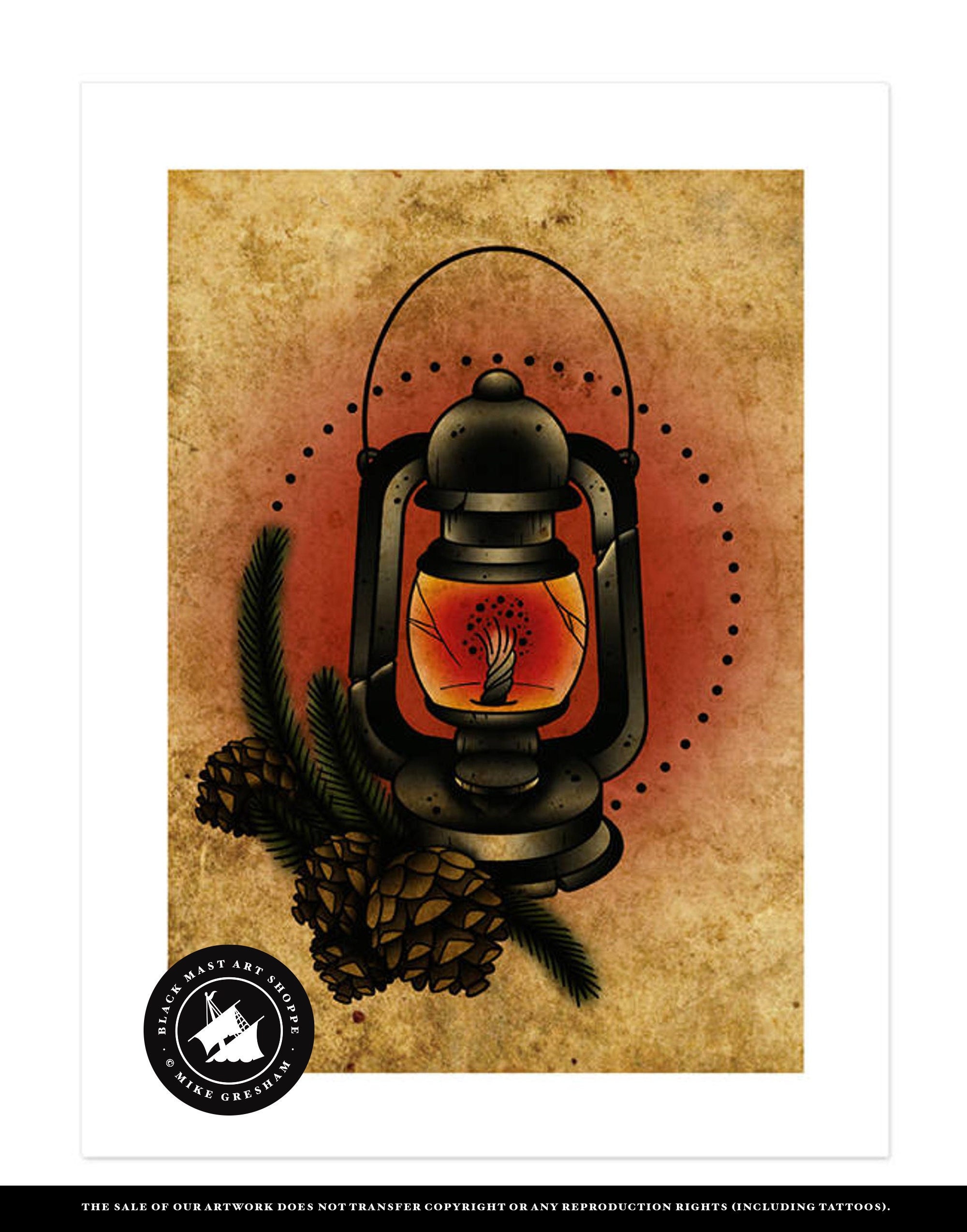 Orange Lantern Tattoo