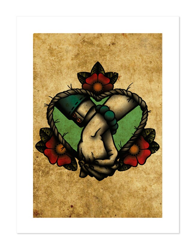 Shaking Hands Tattoo Flash