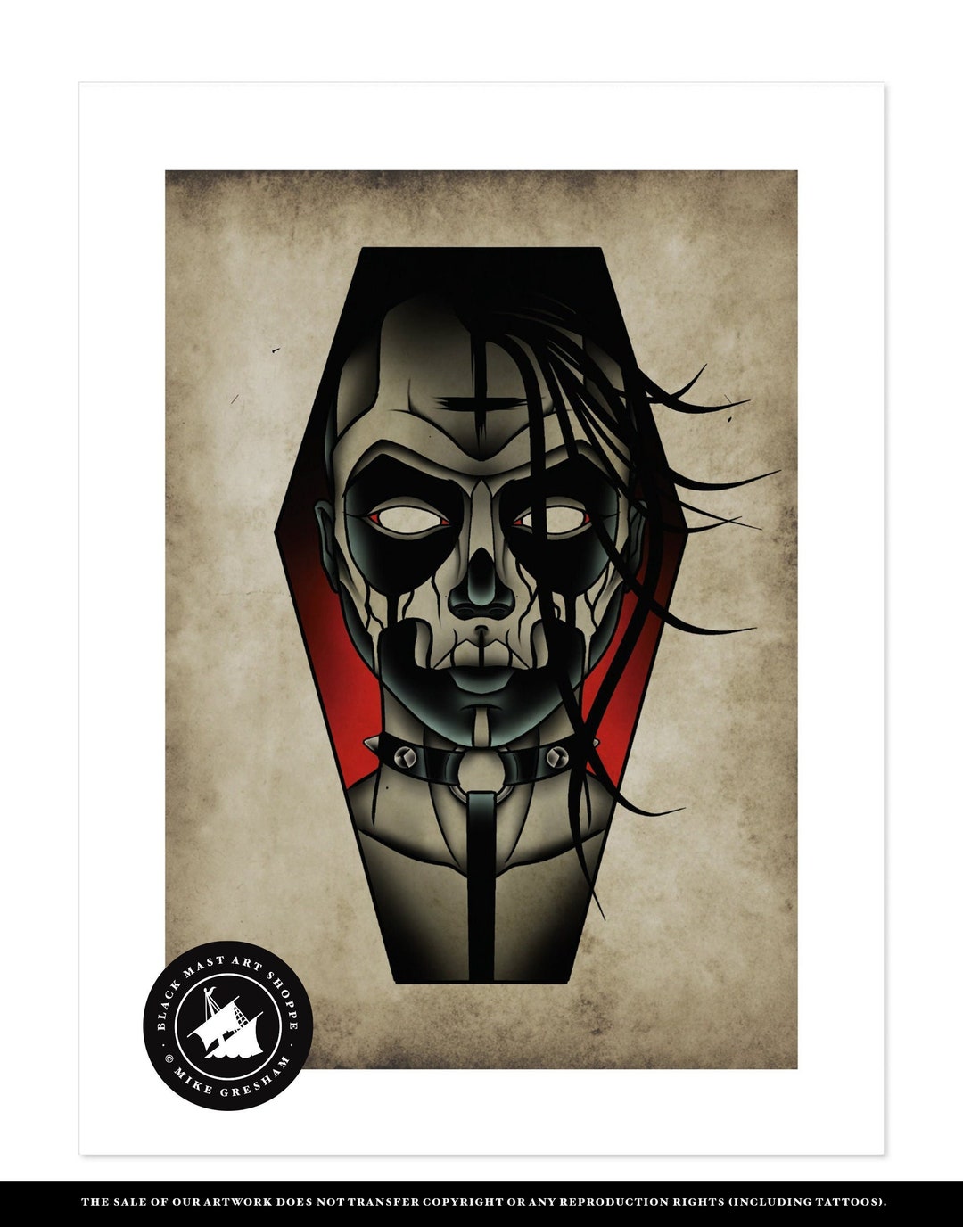 Dead Inside, Lady, Neo-traditional Tattoo Flash, Old School, Art Print ...