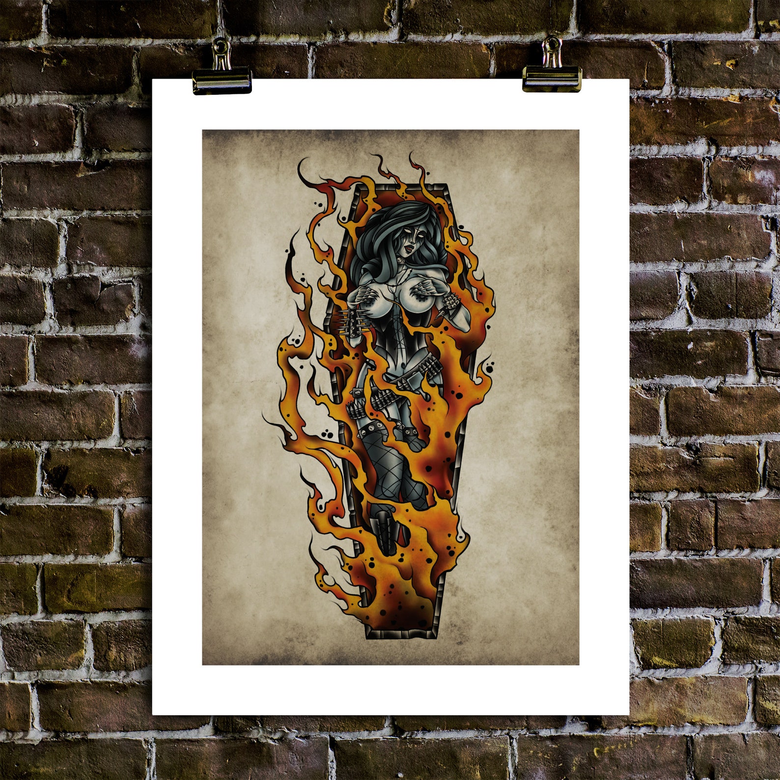 The Fire Still Burns Coffin Flames Neo-Traditional Tattoo | Etsy