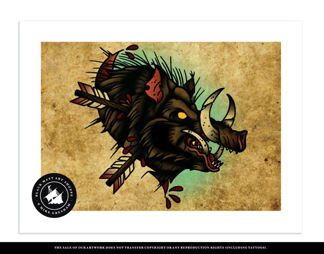 Boar the Beasts Within Series, Neo-traditional Tattoo Flash, Old School ...