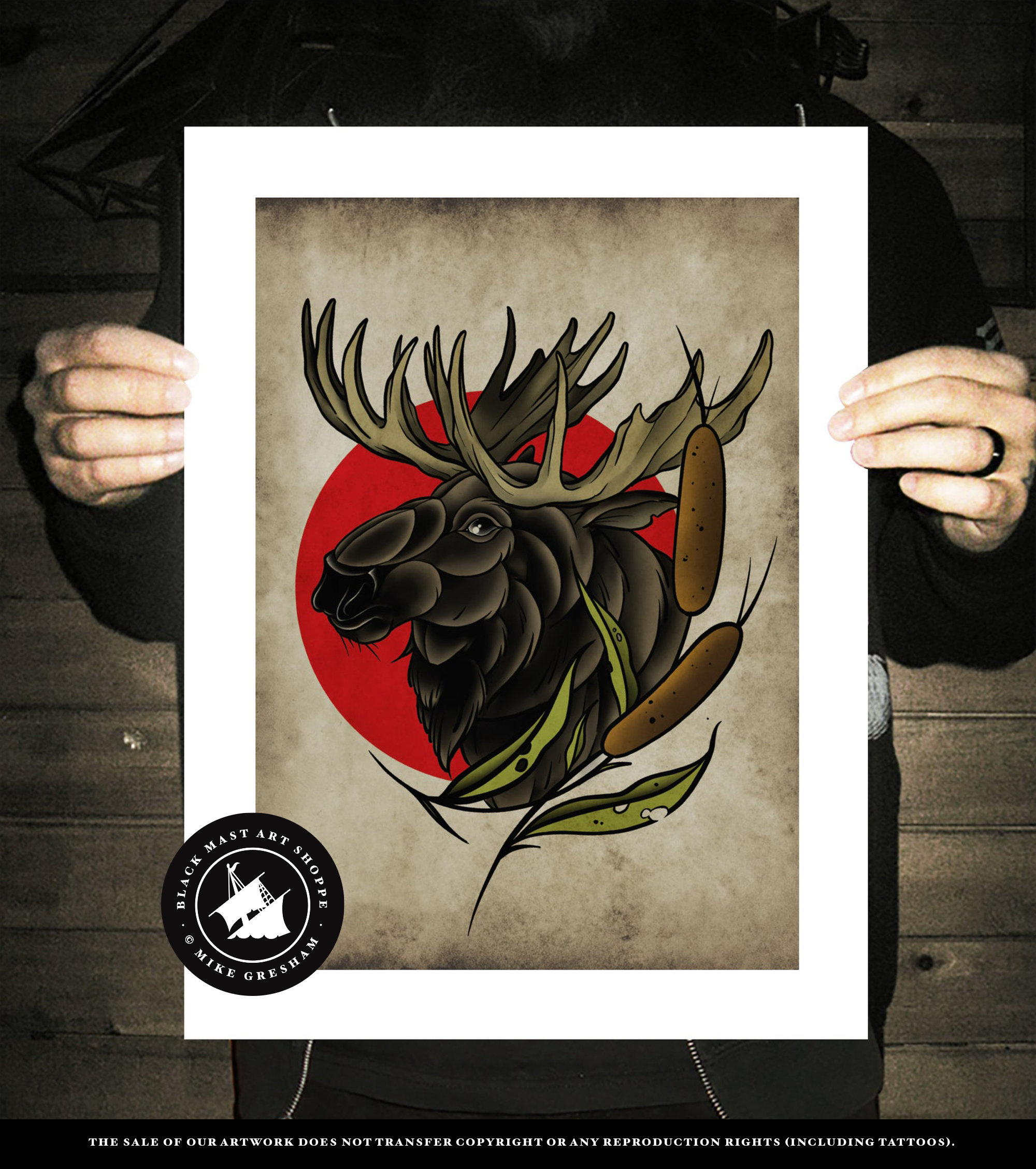 Traditional Moose Tattoo