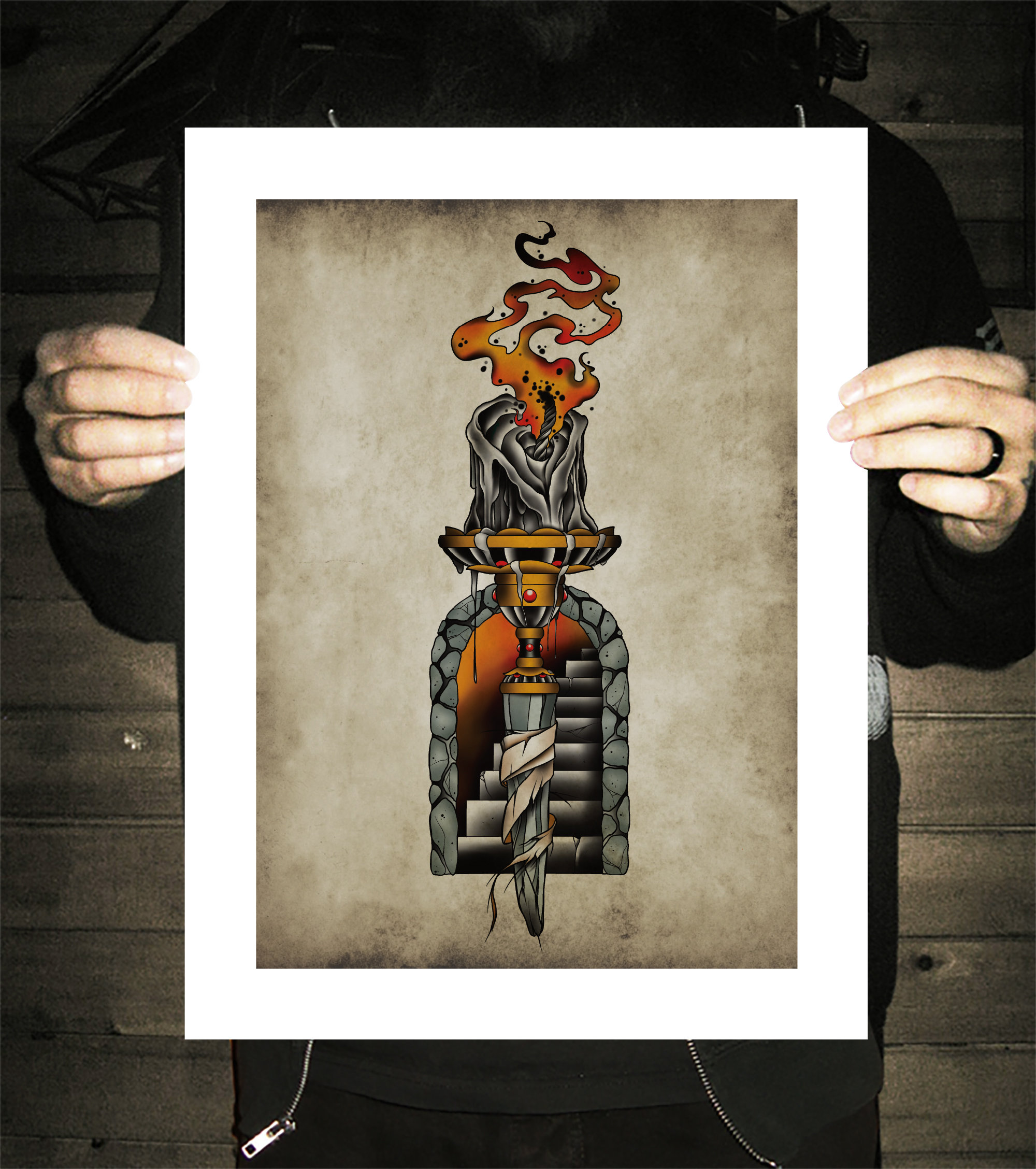 Old School Candle The Passage Art Print 12x16 Staircase Neo-Traditional ...