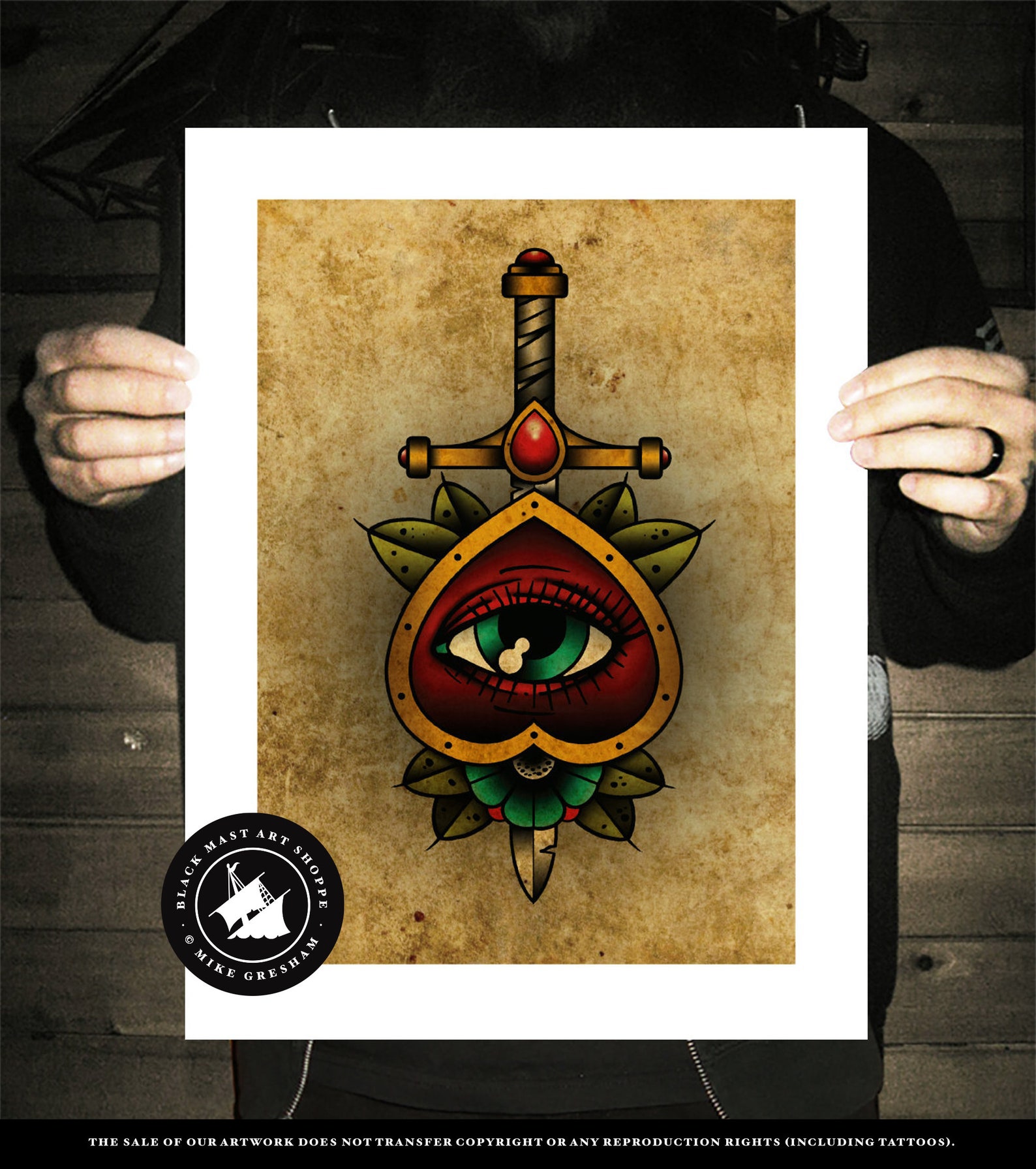 Eye Heart You Dagger Heart Eye Neo-traditional Tattoo - Etsy