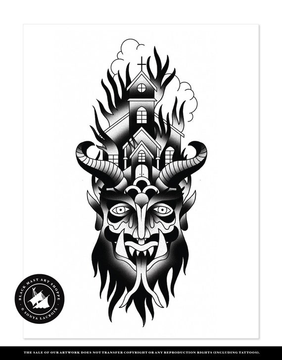 Neo Traditional Devil Tattoo