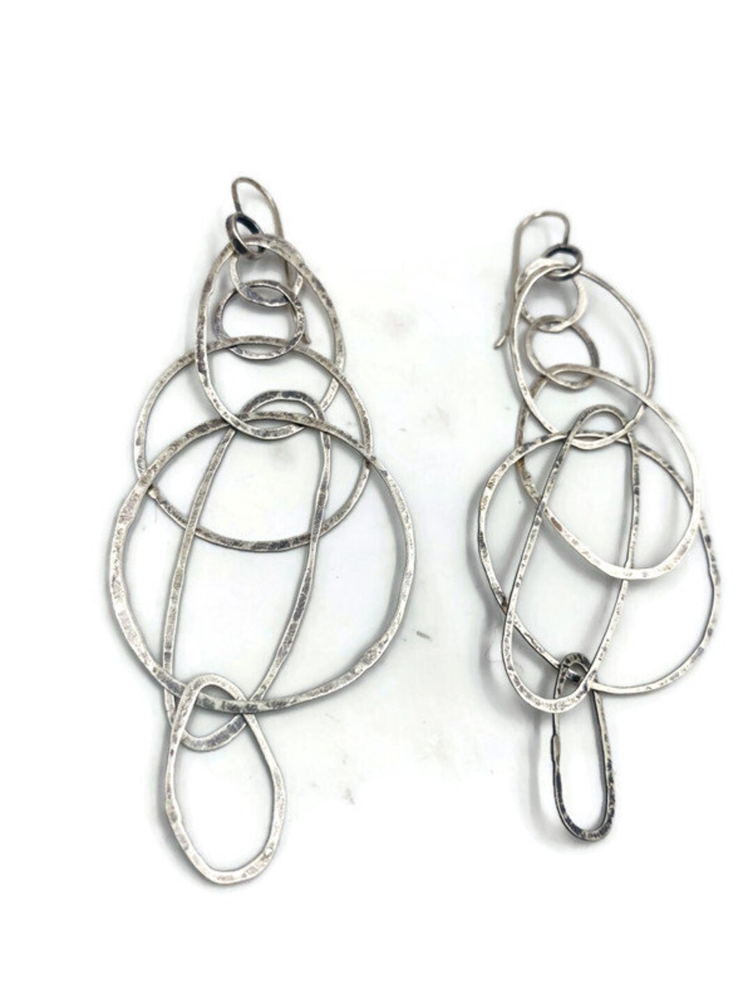 Sterling Silver Artisan Scribble Loop Earrings (E202) - Etsy
