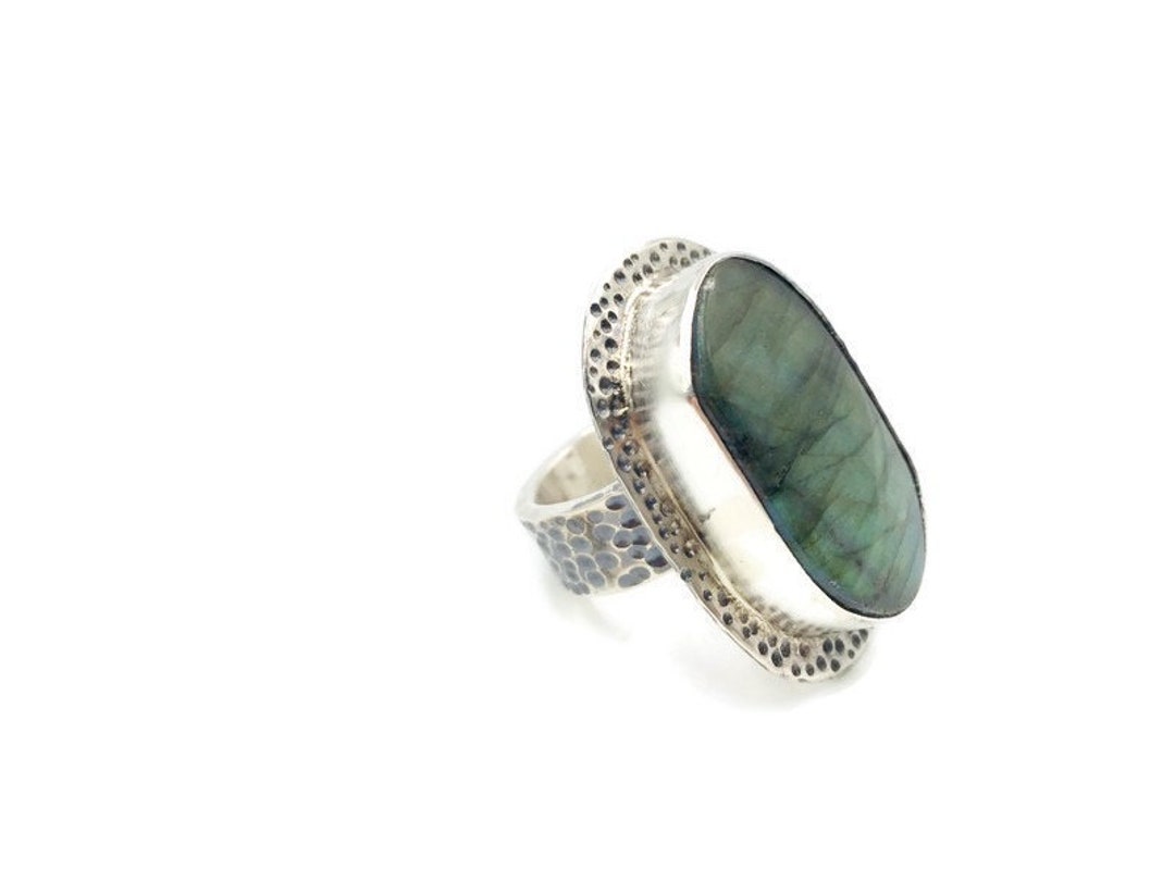 OOAK Sterling Silver & Labradorite Ring Size 8 - Etsy
